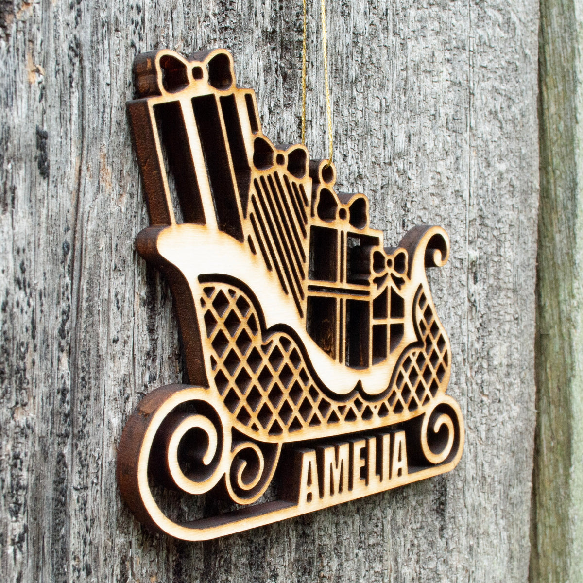 Holiday Sleigh Personalized Christmas Ornament – South Kent Studio