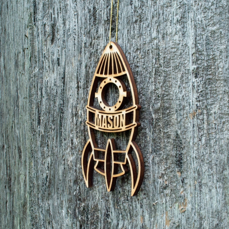 Rocket Ship Personalized Christmas Ornament – South Kent Studio